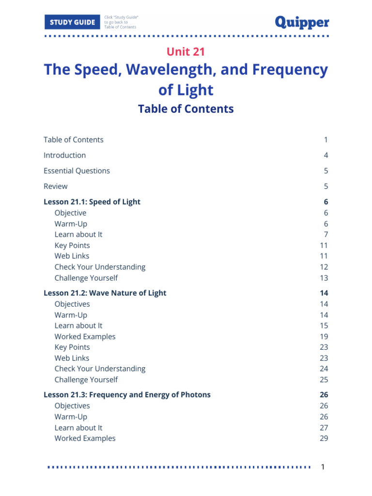 Speed, Wavelength, and Frequency of Light | PDF | Emission Spectrum ...