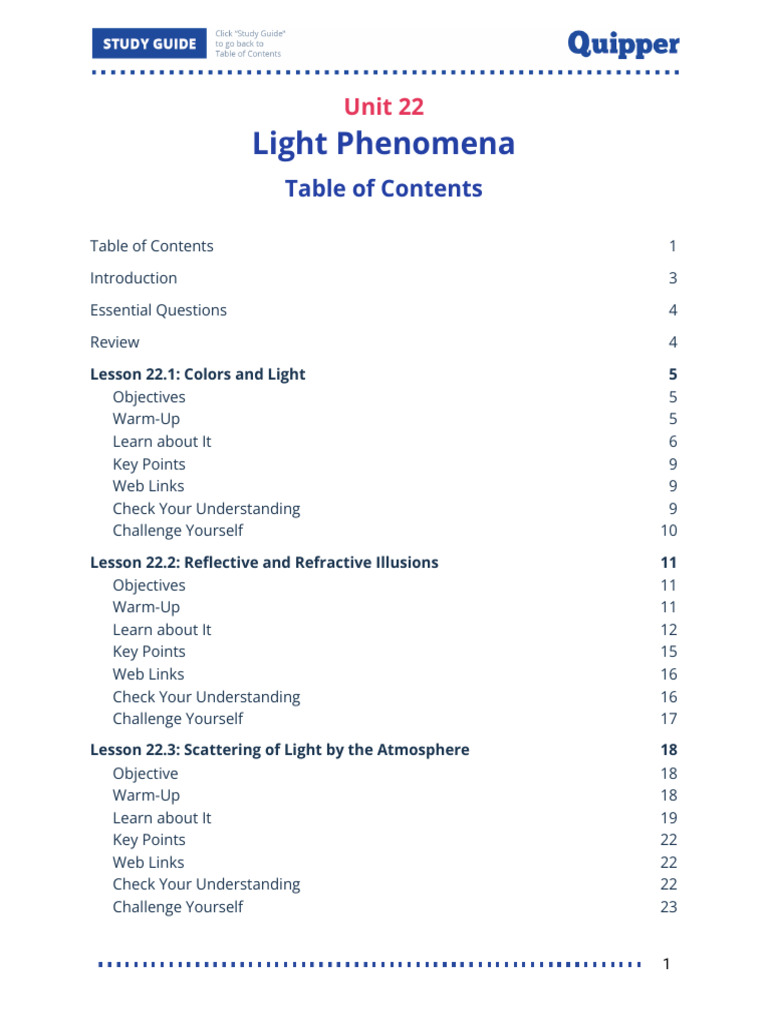 PS SHS Unit 22 Light (Study Guide) | PDF | Rainbow | Sky