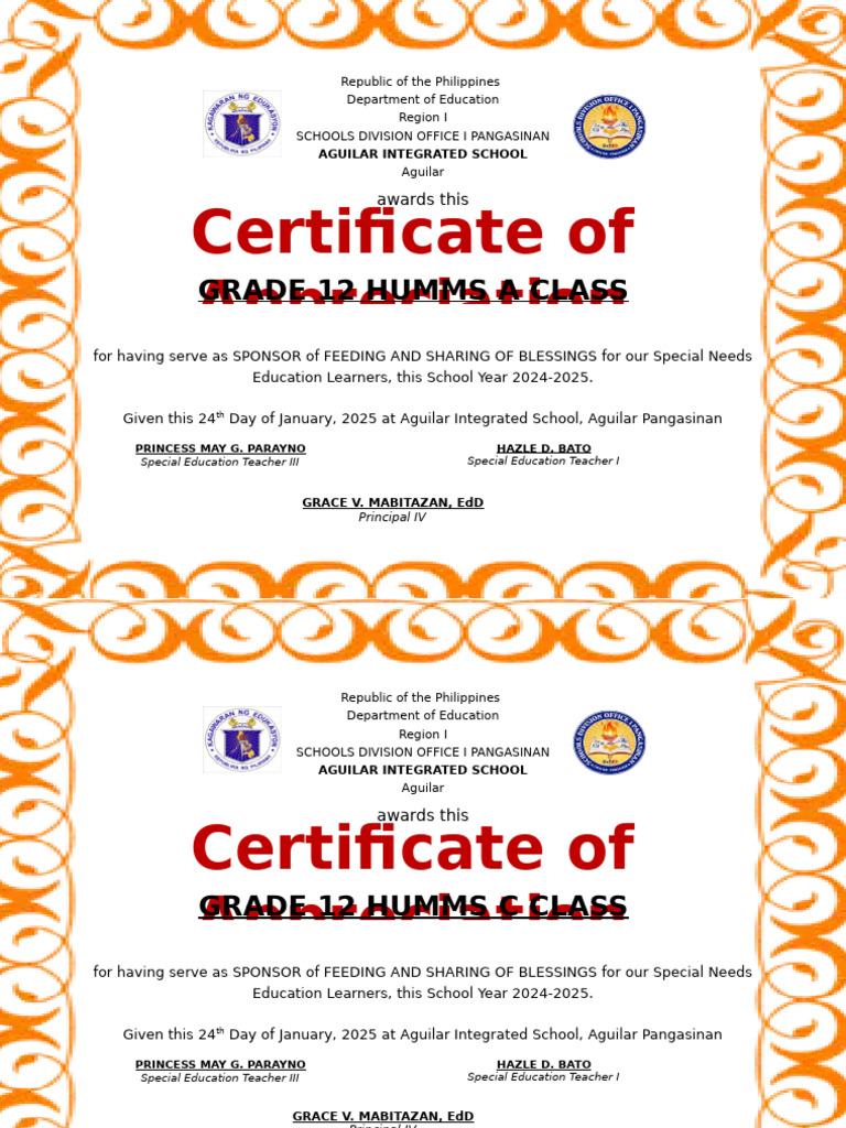 Certificate of Appreciation For Sponsors | PDF