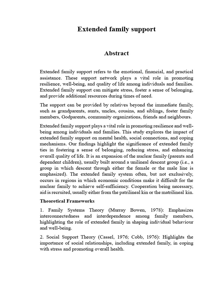 Benefits of Extended Family Support | PDF | Family | Psychological ...