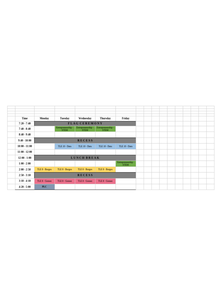 Schedule - Second Sem | PDF