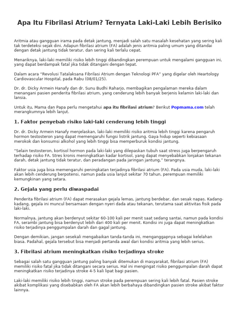 Apa Itu Fibrilasi Atrium | PDF