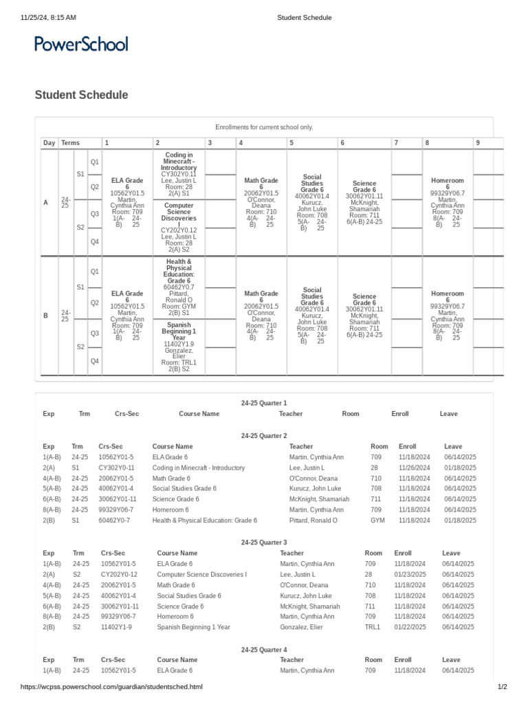 Student Schedule | PDF