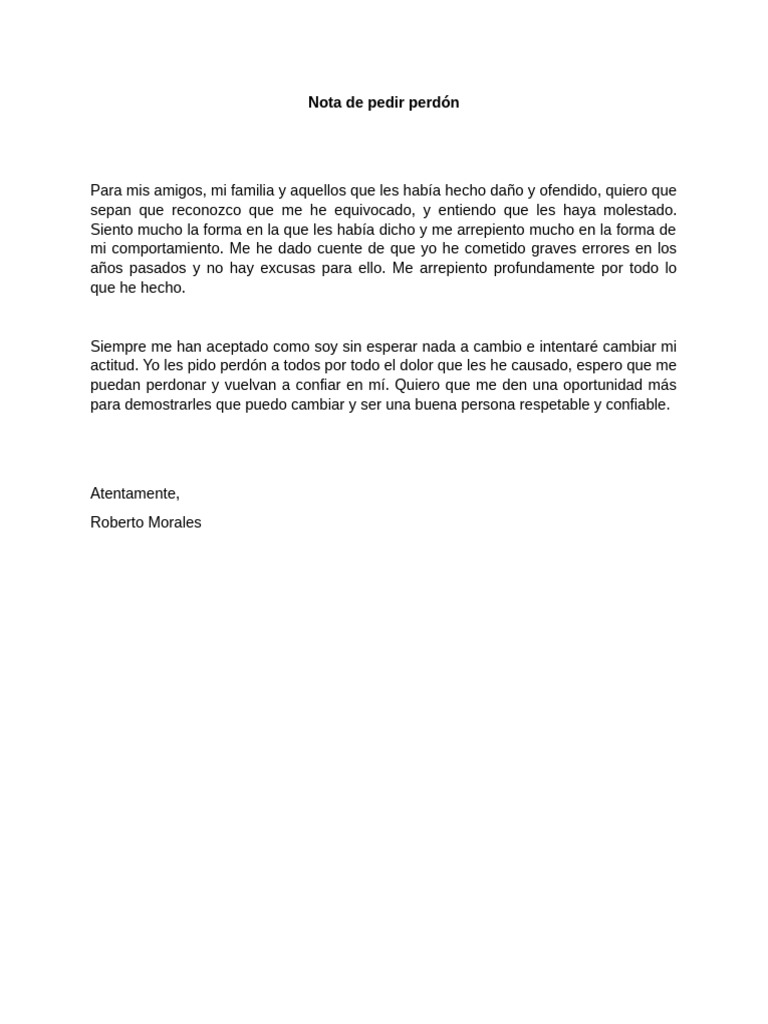 Nota de Pedir Perdón | PDF