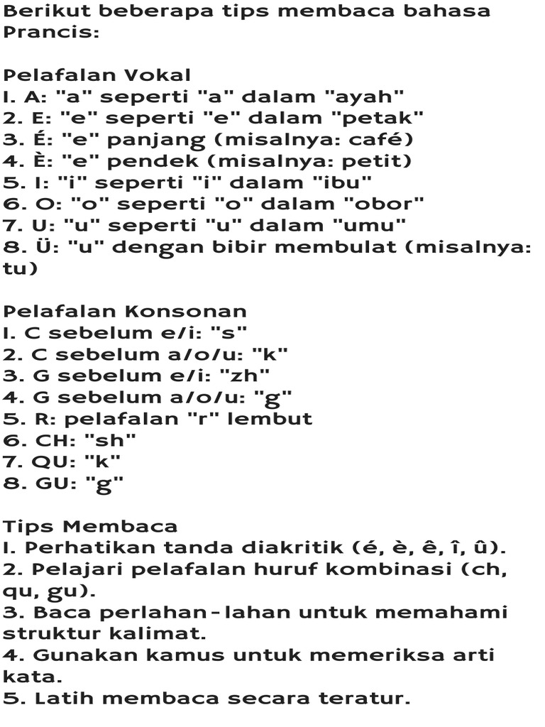 Tips Membaca Bahasa Prancis | PDF