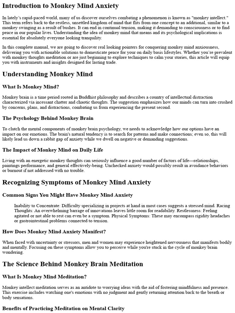 Conquering Monkey Mind Anxiety: Practical Tips For Everyday Peace ...
