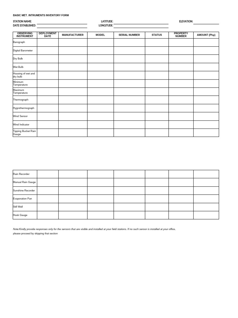Weather and Radio Instruments Inventory Form | PDF | High Frequency | Radio