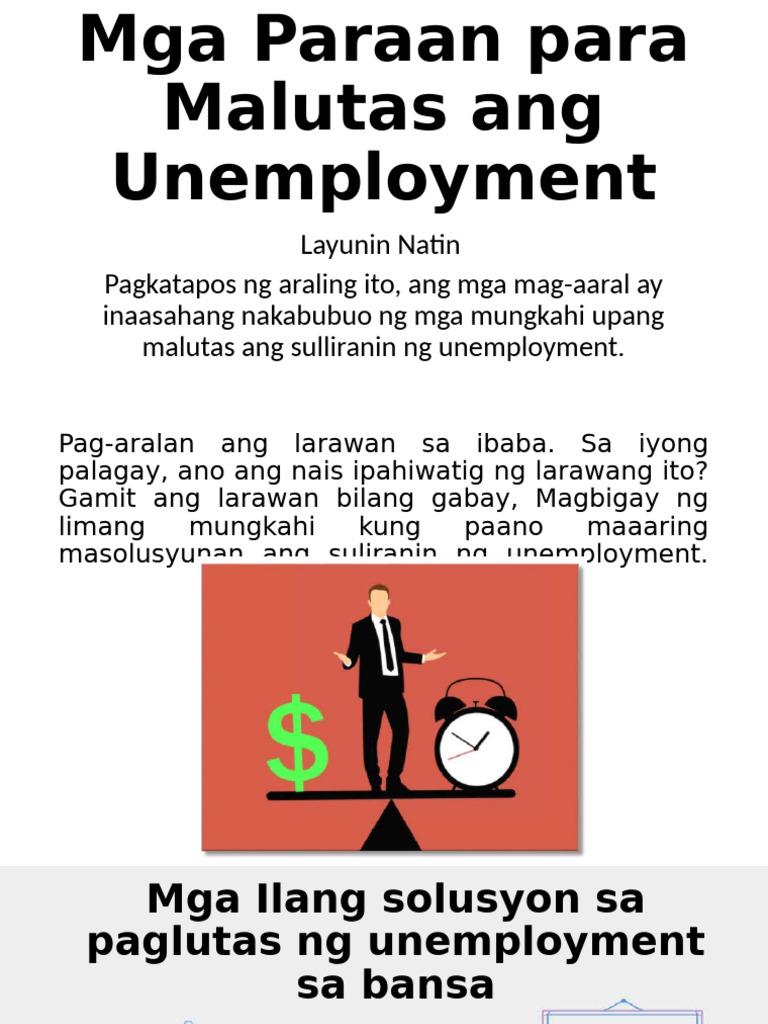 Mga Paraan para Malutas Ang Unemployment | PDF