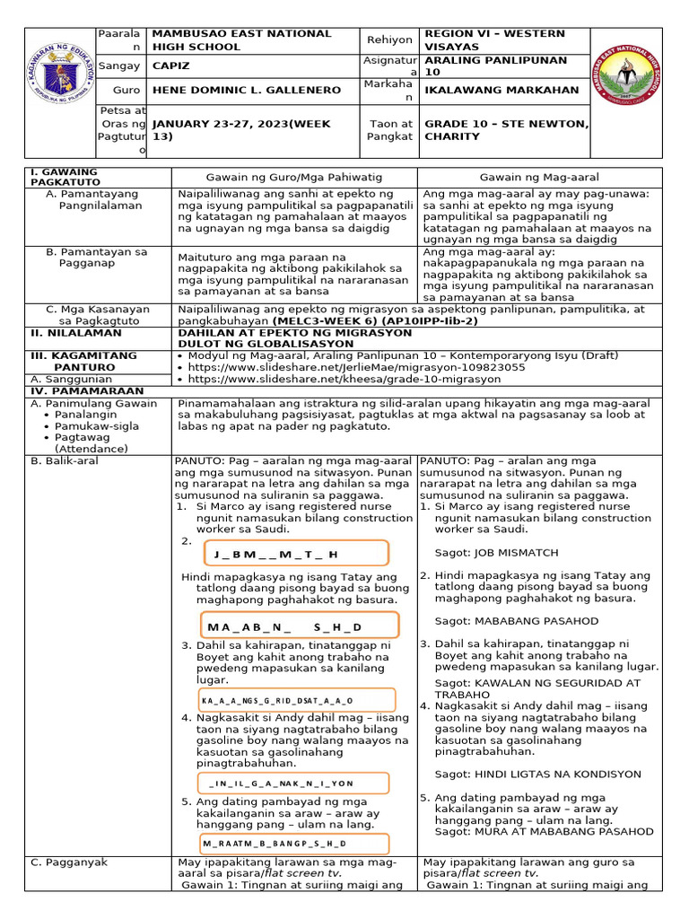 Detailed Lesson Plan COT 3 Final | PDF