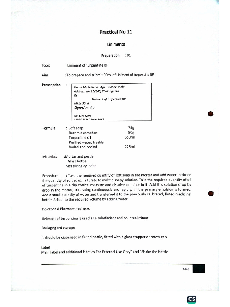 Pharmaceutics Practical 11 | PDF