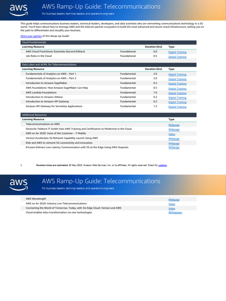 Ramp-Up_Guide_Telecommunications | PDF | Amazon Web Services | Cloud Computing