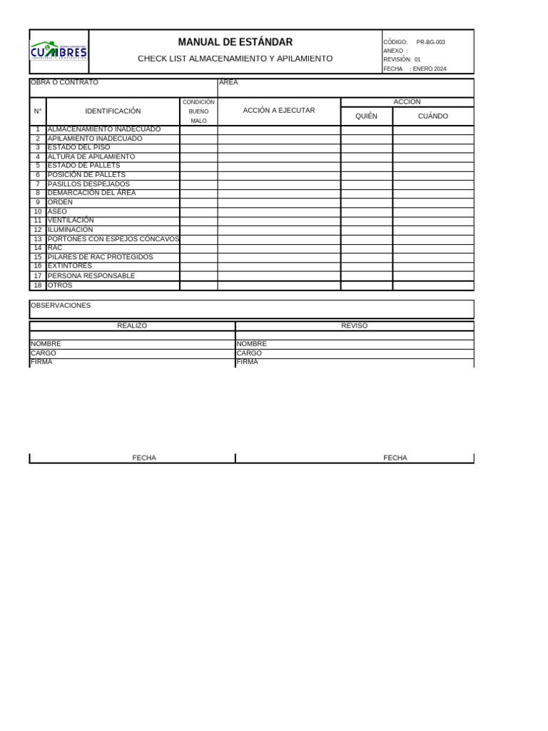 Checklist Bodega.3 | PDF