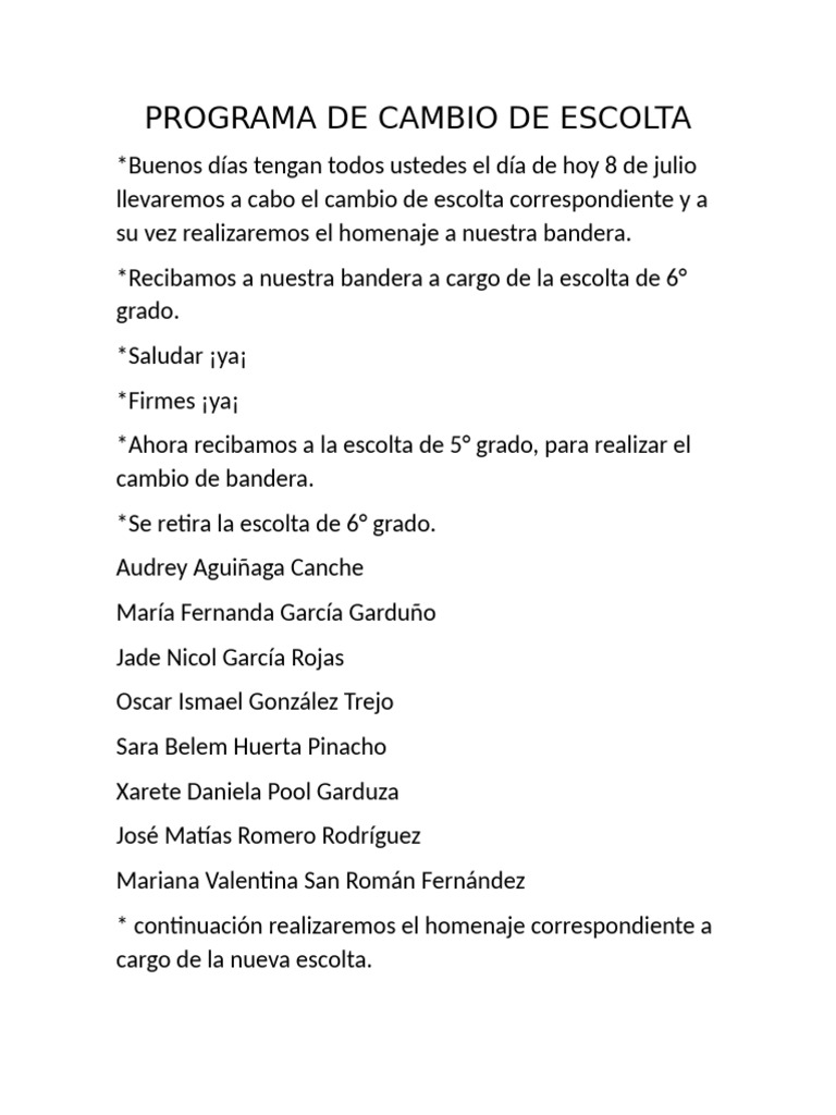Programa de Cambio de Escolta | PDF