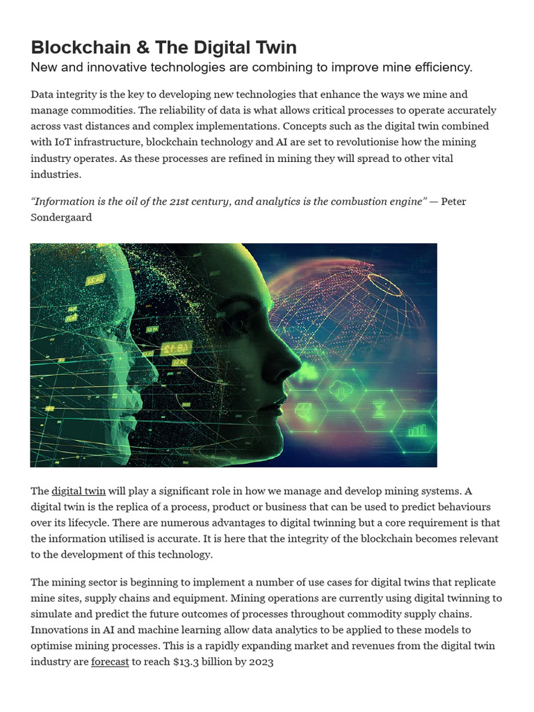 Blockchain & The Digital Twin | PDF | Mining | Internet Of Things