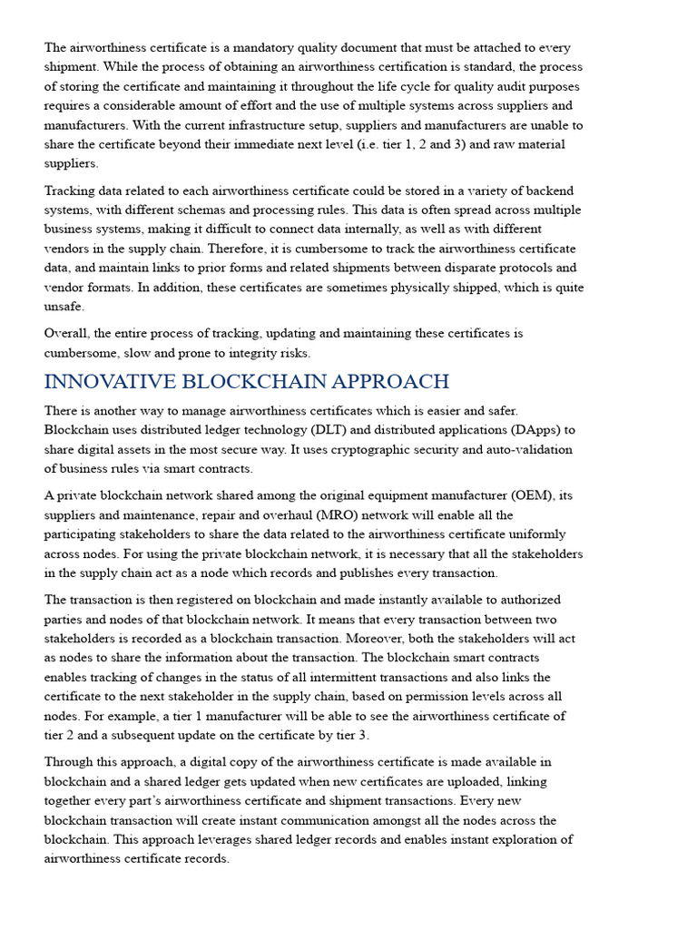 Using Blockchain for Airworthiness Certificate Tracking - Wipro | PDF ...