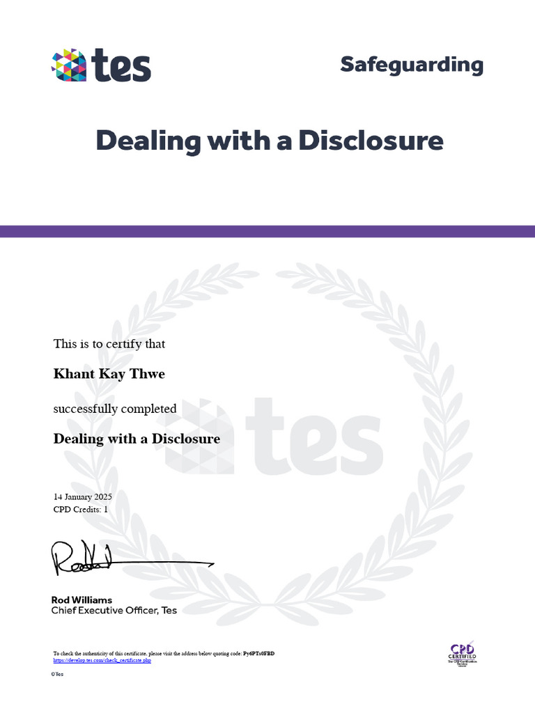 Khant Kay Thwe - Dealing With A Disclosure | PDF