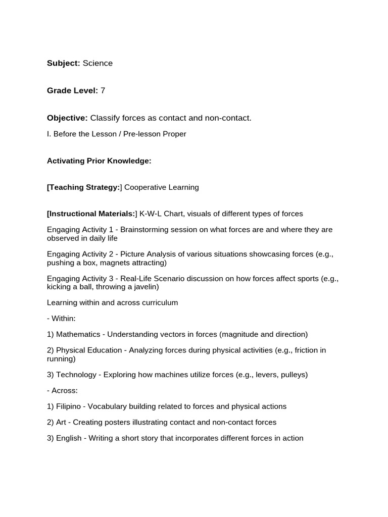 Classifying Contact and Non-Contact Forces | PDF | Force | Learning