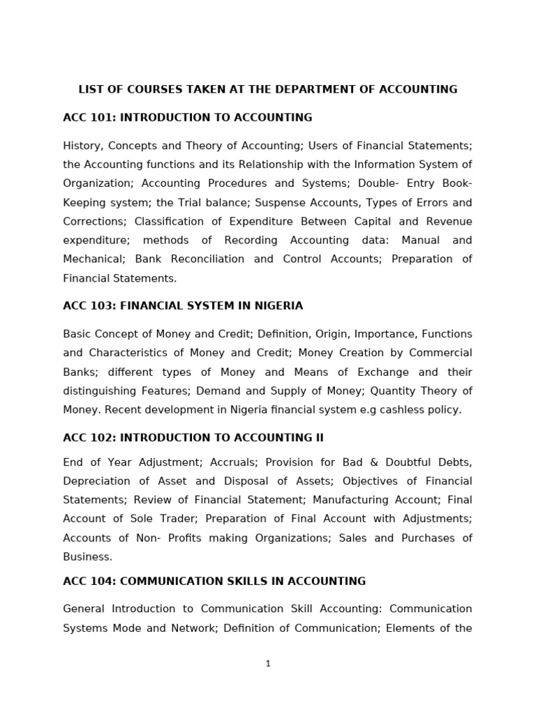 Accounting Department Courses Edited | PDF | Strategic Management ...