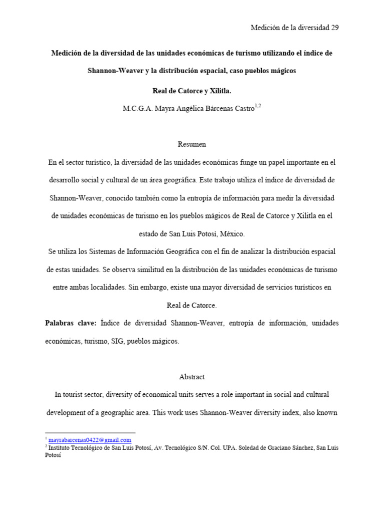 Ecuación de La Diversidad de Shannon-Weaver | PDF | Turismo | Información