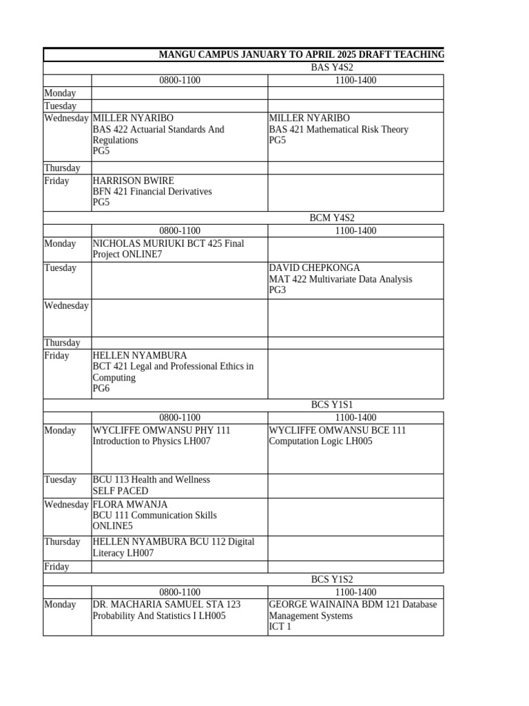 Teaching timetable | PDF | Mathematics | Computing