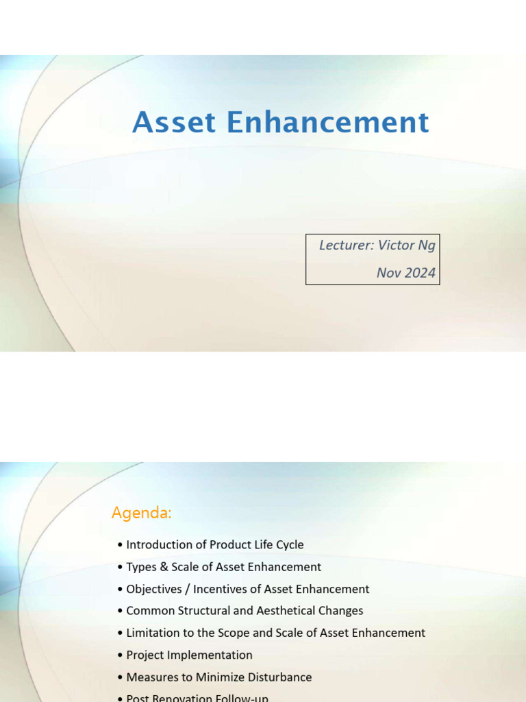 Asset Enhancement and Management | PDF | Leasehold Estate | Elevator
