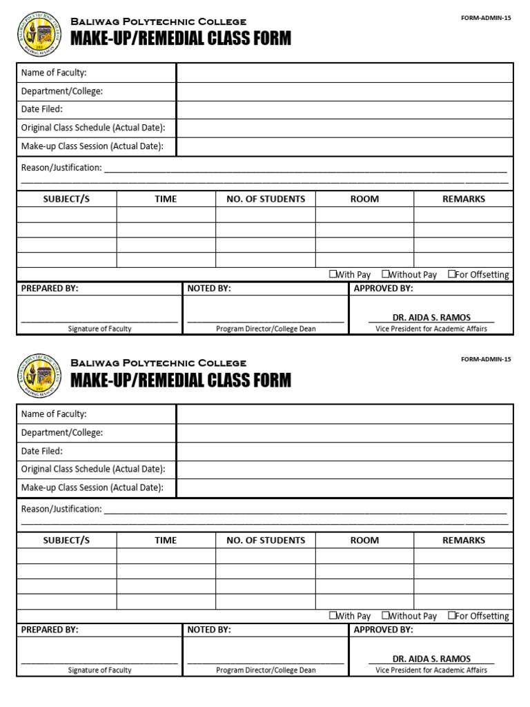 FORM5 MAKEUP OR REMEDIAL FORM April | PDF | Higher Education | Academia