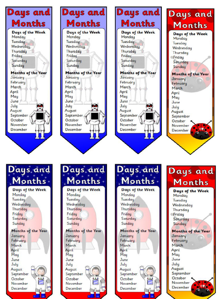 Bookmarks Months | PDF