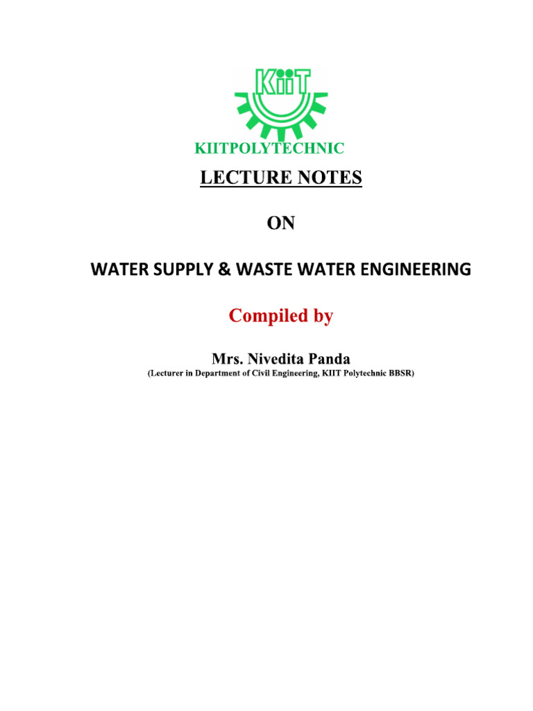 Water Wastewater Engg KIIT Notes | PDF