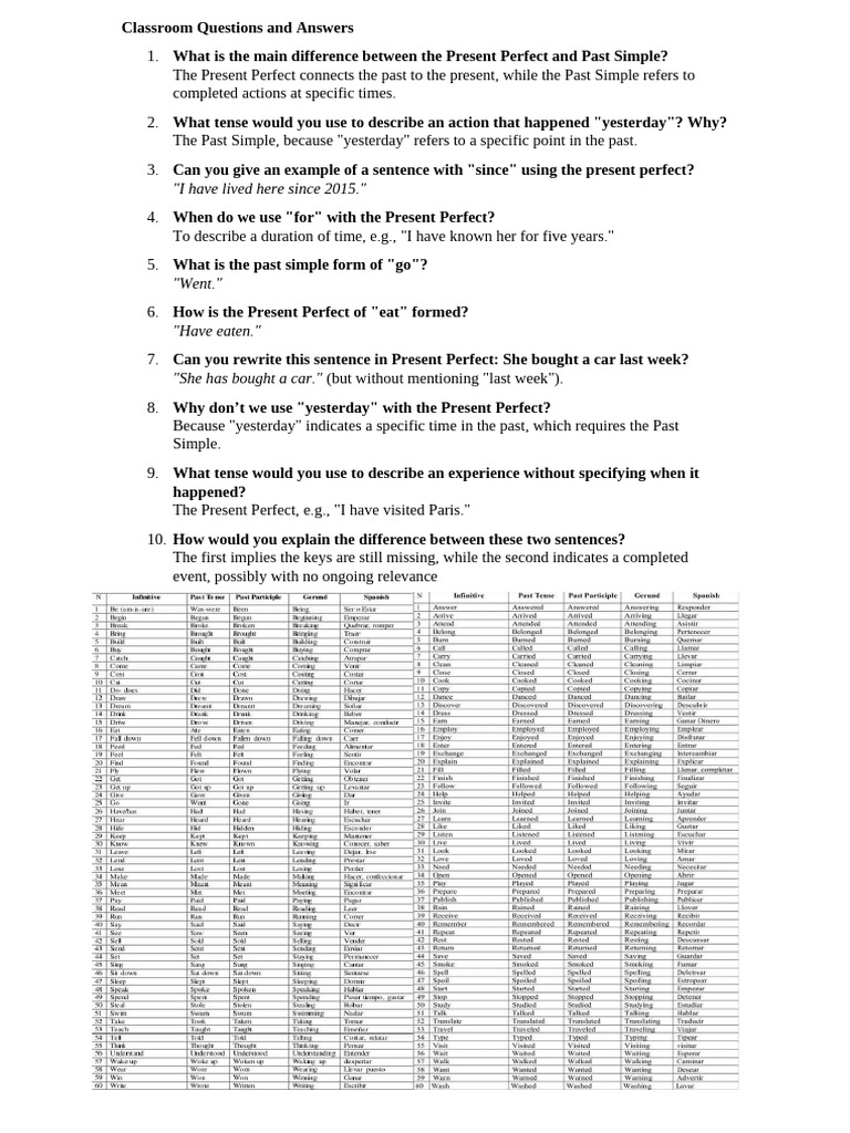 Classroom Questions and Answers | PDF