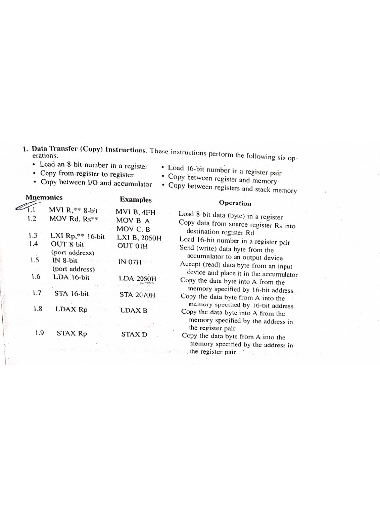 8085 Instruction Set Examples | PDF