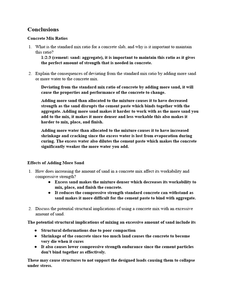 Conclusion Questions | PDF | Concrete | Reinforced Concrete