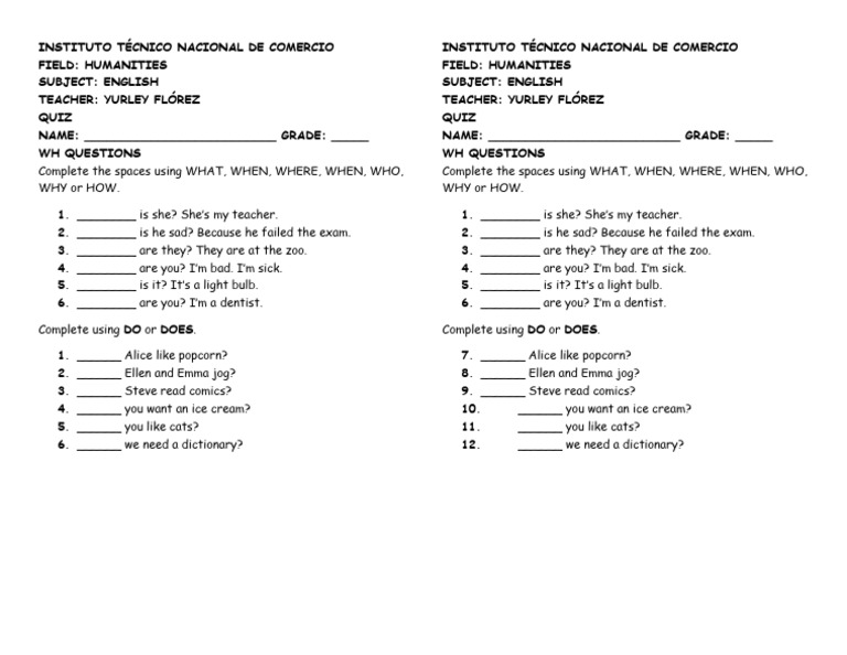 Quiz Wh Questions Do Does Pdf