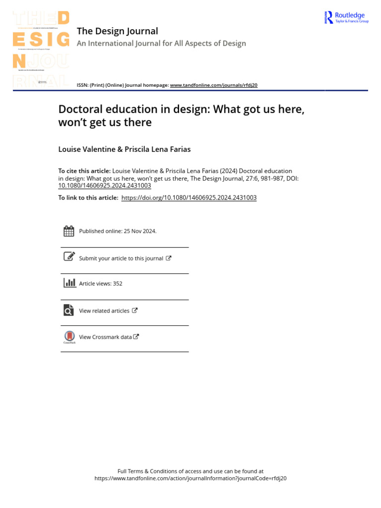 Future of Doctoral Design Education | PDF | Doctor Of Philosophy ...