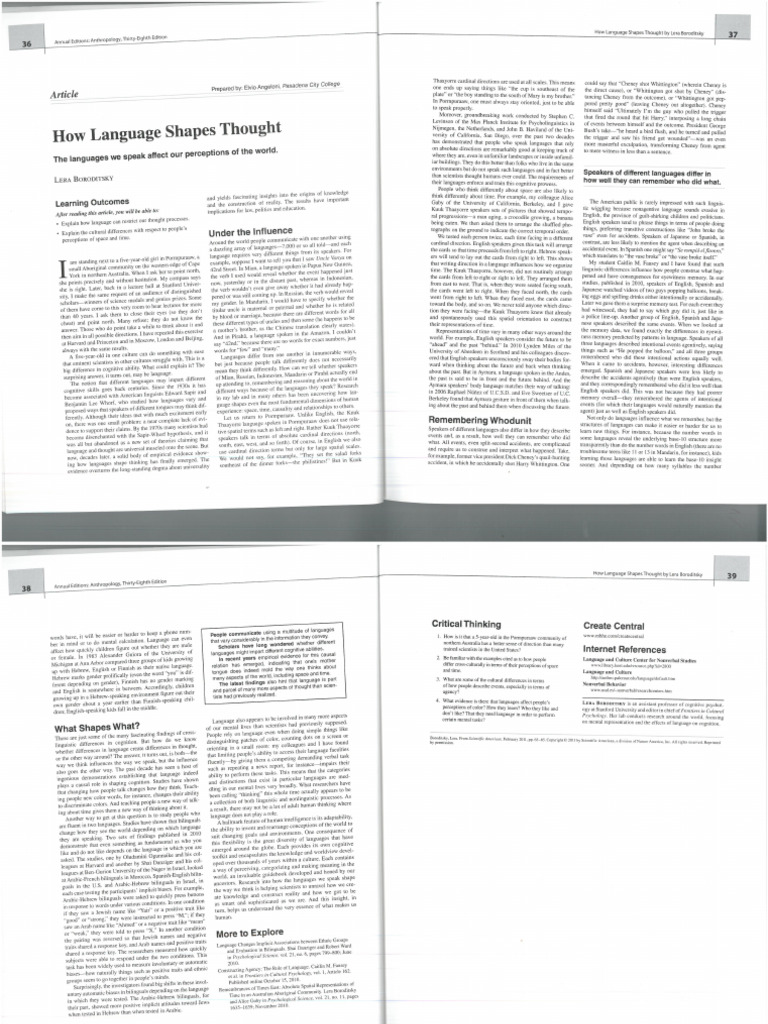 03 - Boroditsky - How Language Shapes Thought | PDF