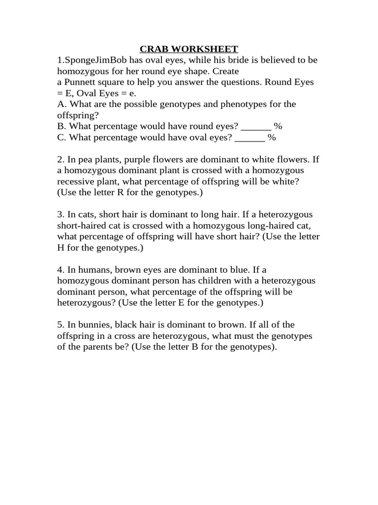 Worksheet On Biology | PDF