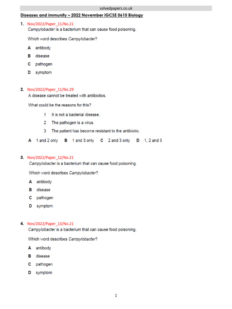 2022N-Diseases-and-immunity-IGCSE-0610-Biology | PDF
