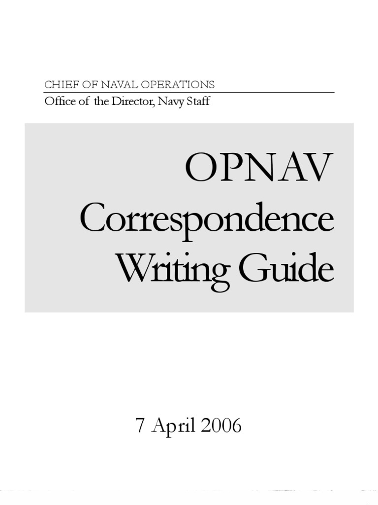 OPNAV Correspondence Writing Guide | PDF | Classified Information ...