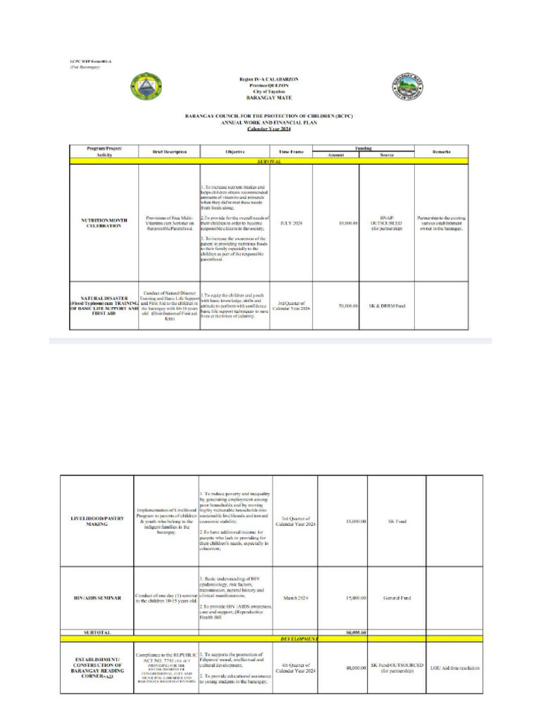 Sample BCPC AWFP | PDF