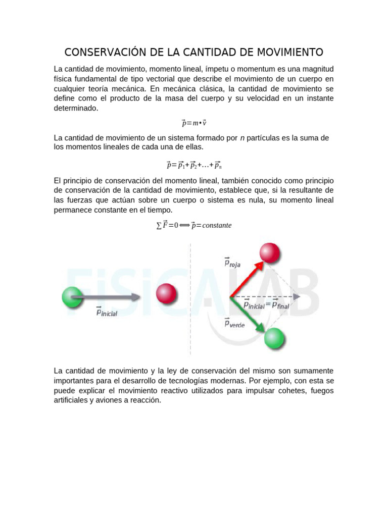 Conservación de La Cantidad de Movimiento | PDF