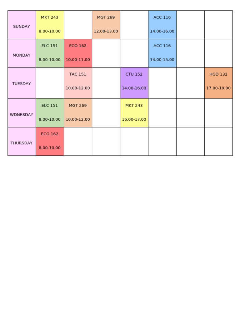 Uitm Timetable | PDF