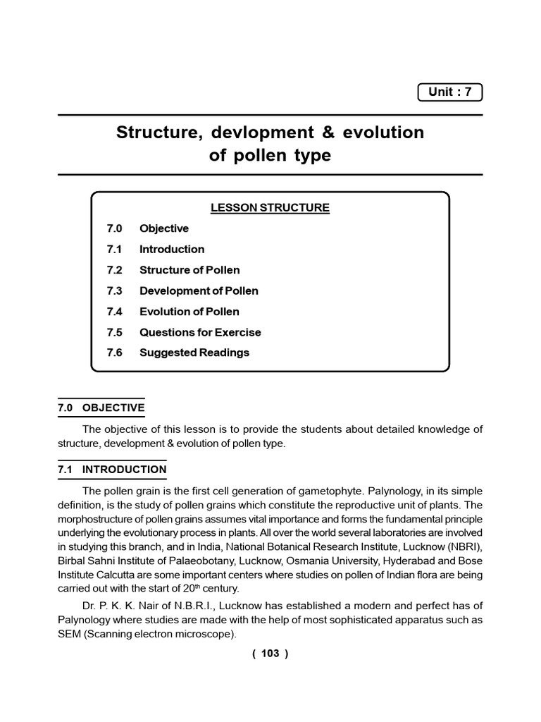 MSC Botany Paper-VIII Unit-7 | PDF | Pollen | Cell Nucleus