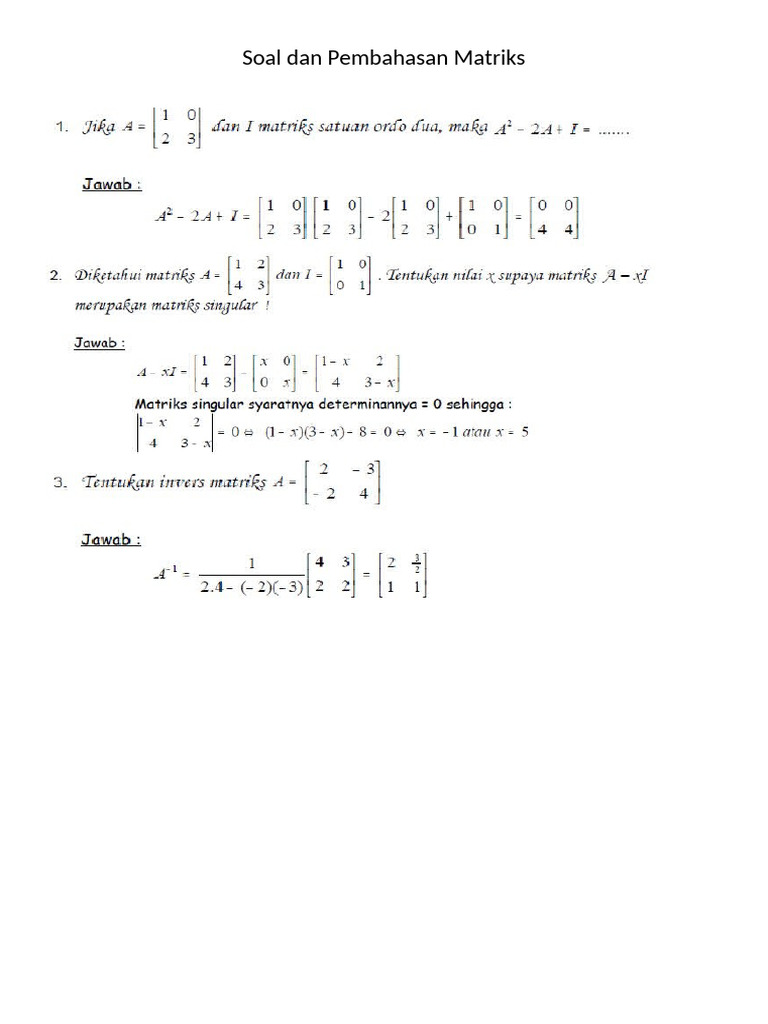 Soal Dan Pembahasan Matriks | PDF