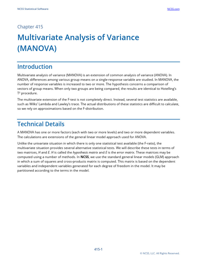 Multivariate_Analysis_of_Variance-MANOVA | PDF | Multicollinearity ...