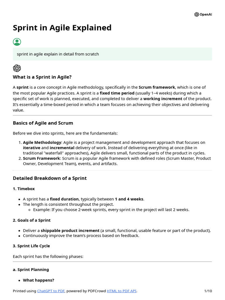 Understanding Sprints in Agile Methodology | PDF | Scrum (Software ...