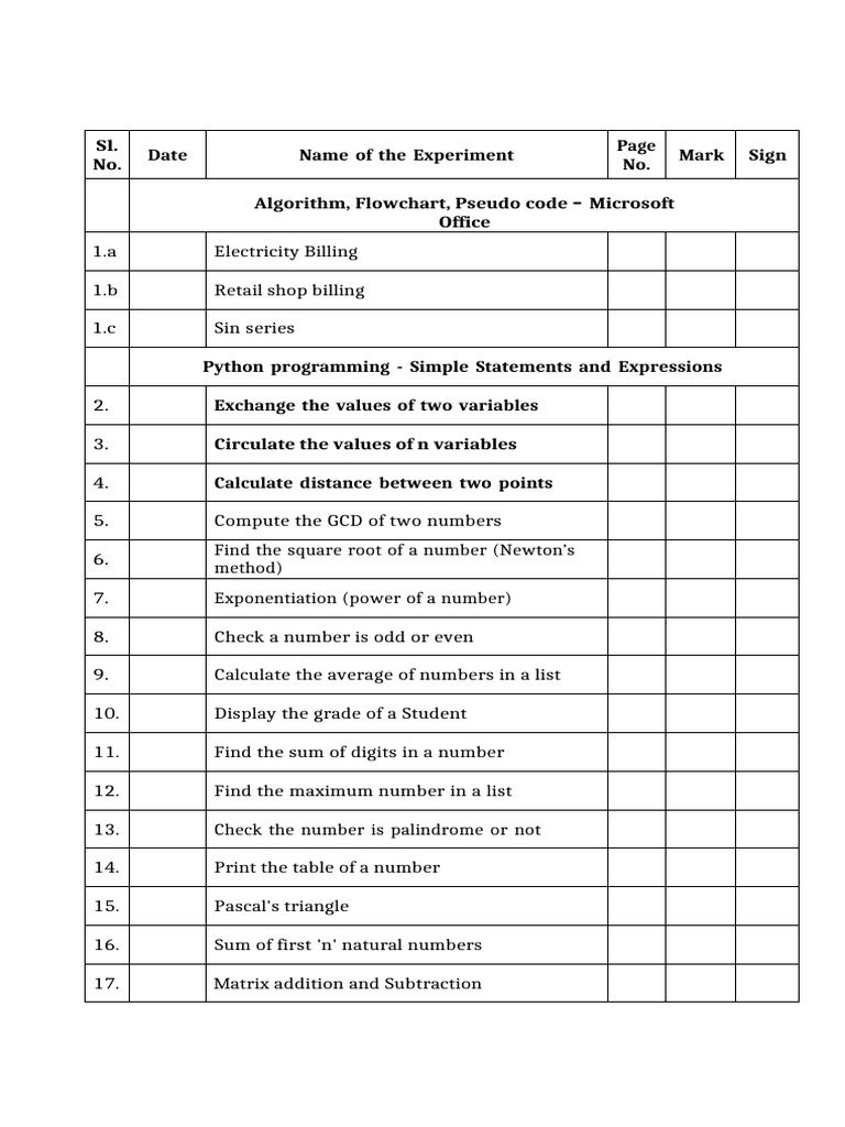 Python Lab Manual UPDATED AUG 27.8.24 | PDF | Control Flow | Algorithms
