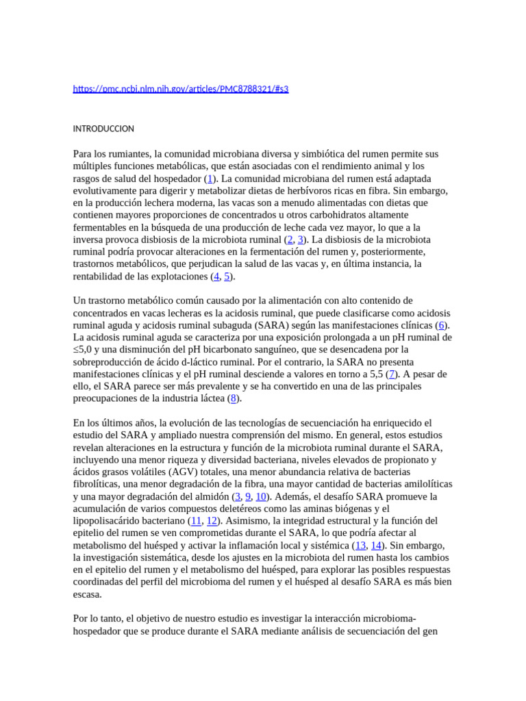Interacción Microbioma-Vaca en SARA | PDF | Metabolismo | Biología Celular)