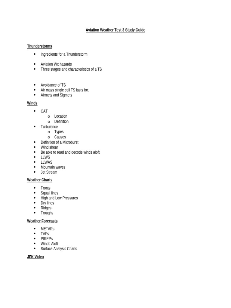 Aviation Weather Test 3 Study Guide | PDF