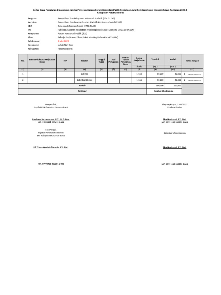 Format SPJ Babinsa Dan Babinkamtibmas Oke | PDF