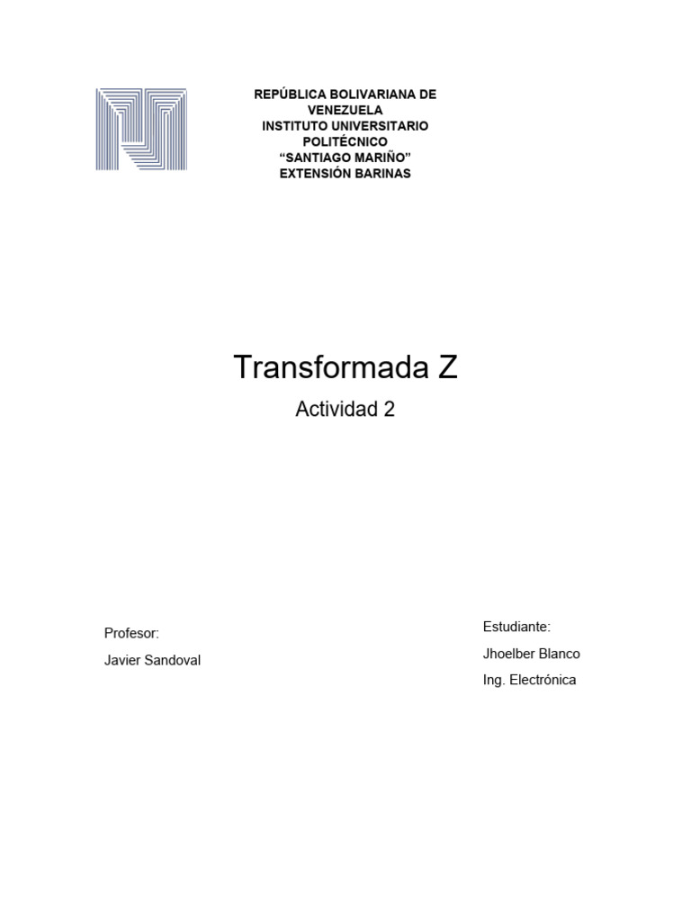 Transformada Z | PDF | Ecuaciones | Integral