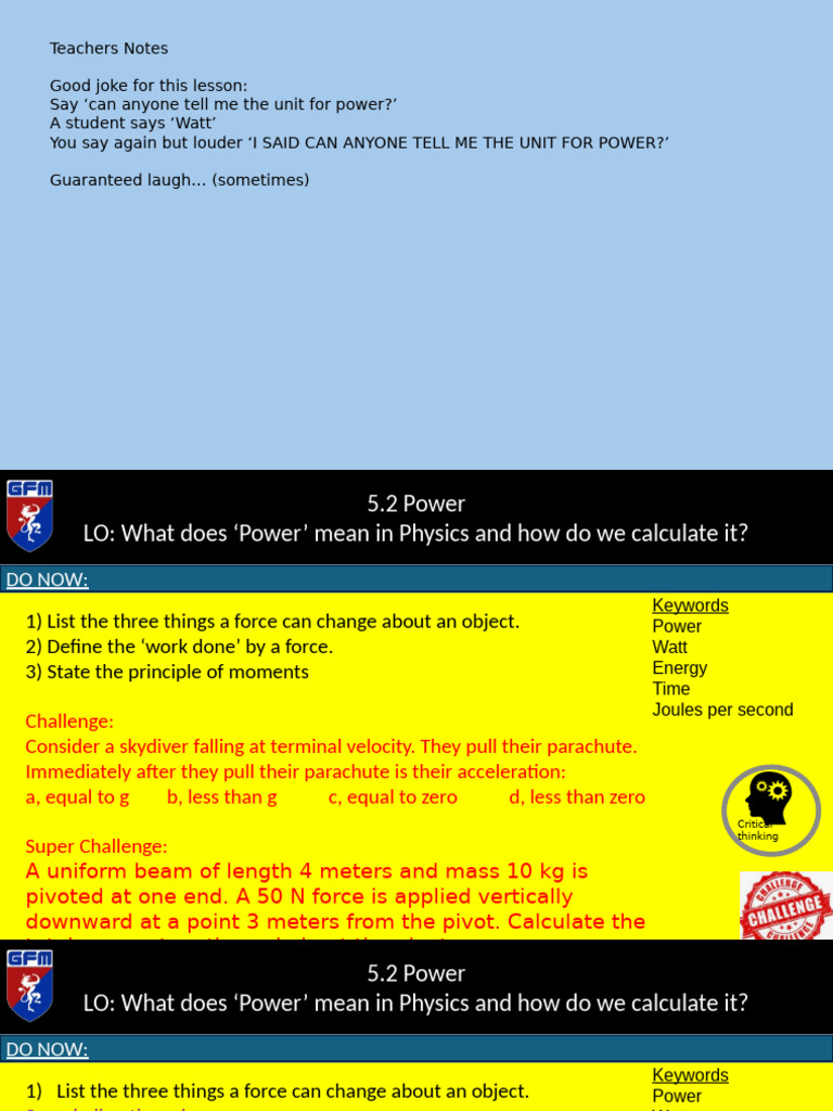 5.2 Power | PDF | Power (Physics) | Force